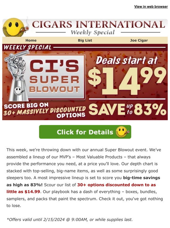 Cigars International: The Super Blowout is on! | Milled