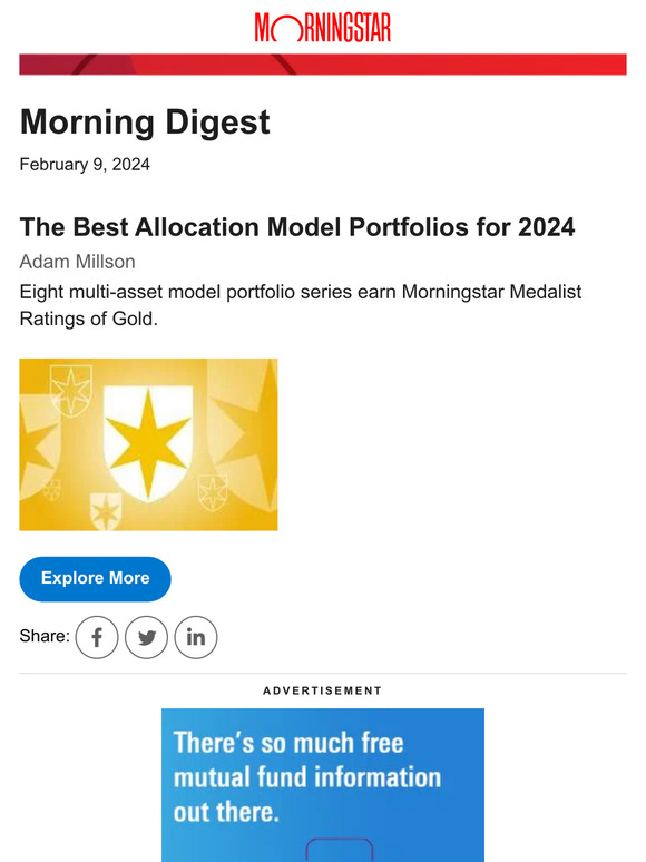 Morningstar: The Best Allocation Model Portfolios for 2024 | Milled