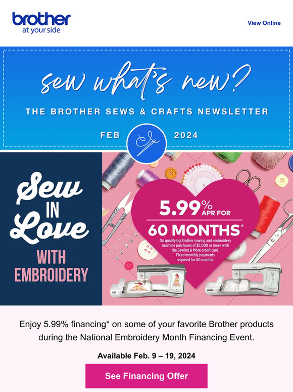 Brother: The Brother Sews & Crafts Newsletter - February 2024 | Milled