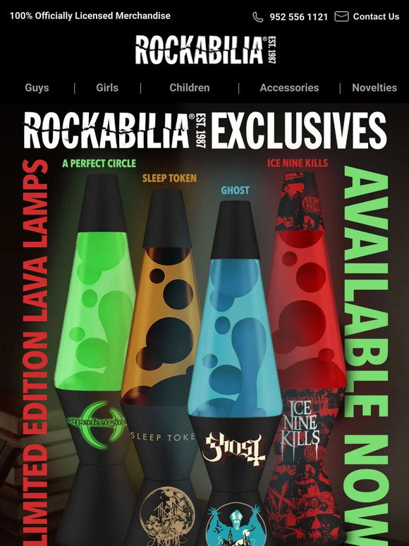 Rockabilia: "I Lava You" GHOST, ICE 9 KILLS, SLEEP TOKEN & APC Lamps ...
