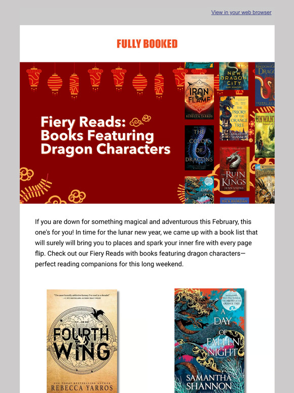 Fully Booked: Fiery Reads: Books Featuring Dragon Characters | Milled