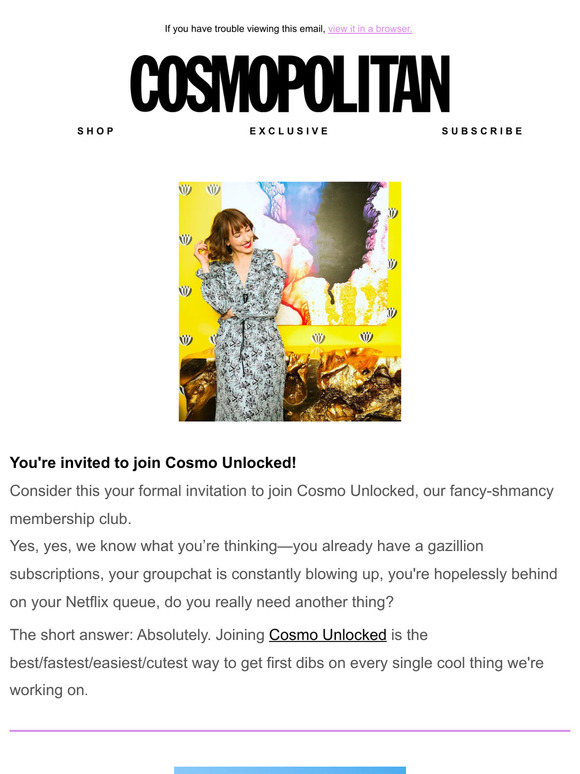 Cosmopolitan: a friendly hello from team cosmo | Milled