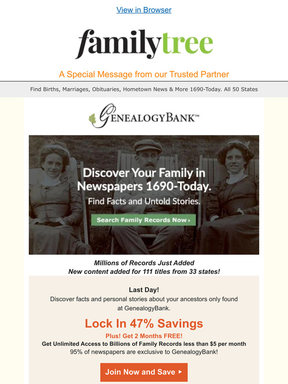 Family Tree Magazine: Last Day! Get Up to 2 Months Free! Access 330 ...