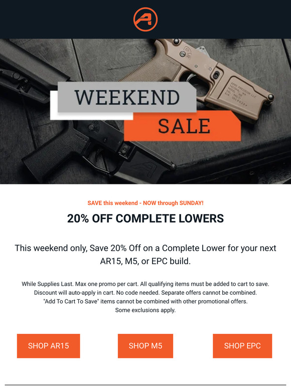 Aero Precision: Save up to 20% OFF Complete Lowers - ENDS SUNDAY! | Milled