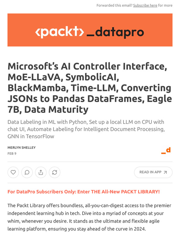 Packt: Microsoft’s AI Controller Interface, MoE-LLaVA, SymbolicAI, BlackMamba, Time-LLM ...