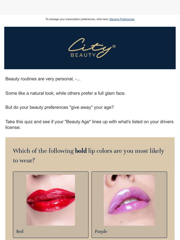 City Beauty: does your "beauty age" line up with what's on your drivers ...