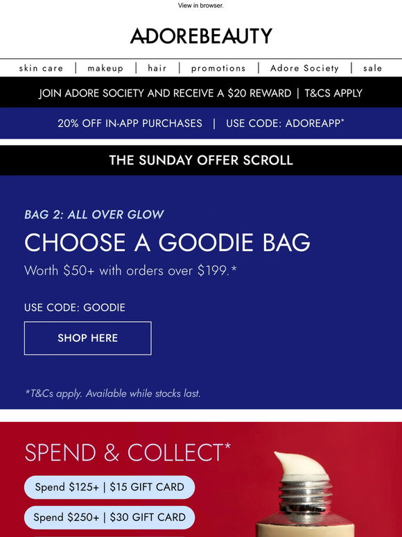 Adore Beauty: Choose your 7-piece goodie bag inside* | Milled
