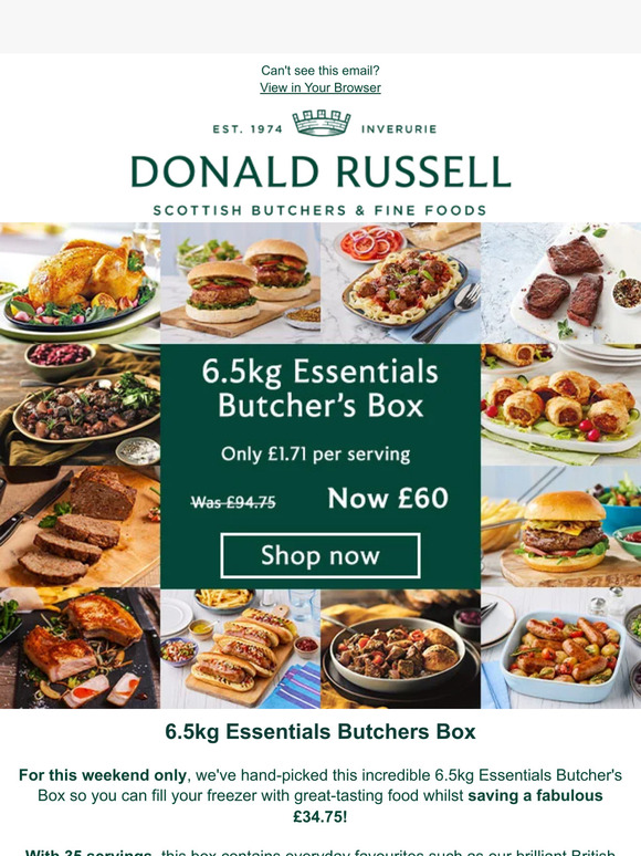 Donald Russell: Weekend Special | 6.5kg Butchers Box | £60 💥 | Milled