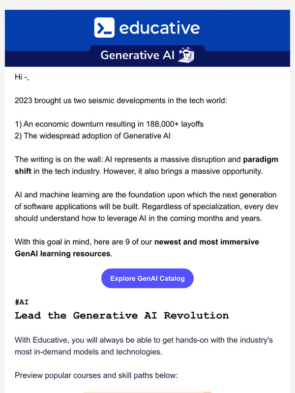 Educative: Explore 9 new GenAI courses & projects (OpenAI, BERT, & more) | Milled