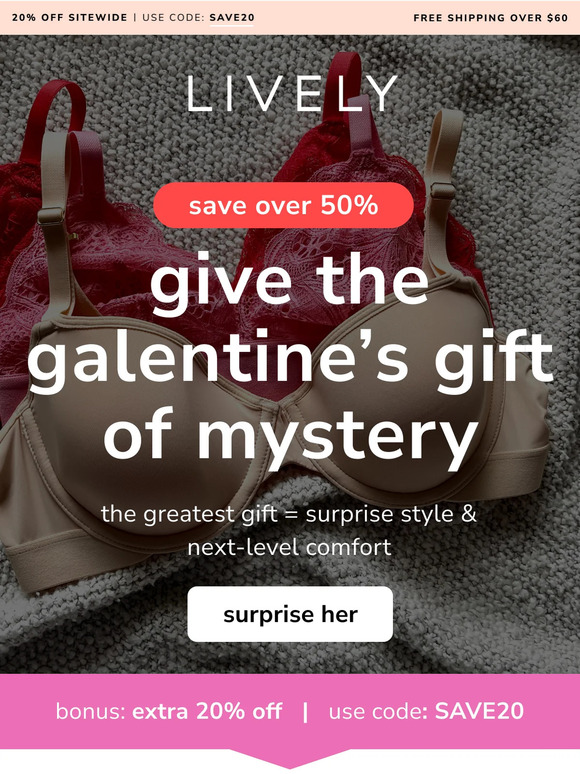 Lively: $20 BRAS: Give The Gift of Mystery | Milled