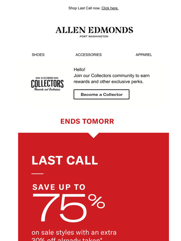 Allen Edmonds Email Newsletters: Shop Sales, Discounts, and Coupon Codes