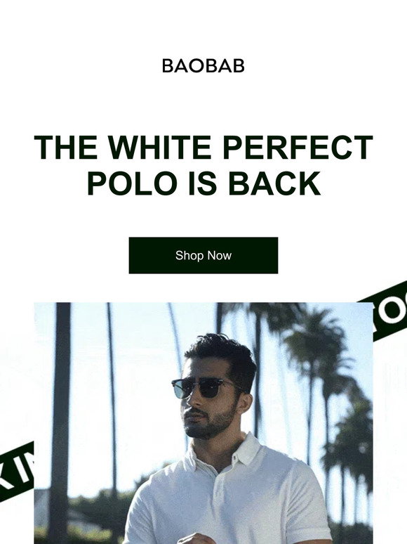 Baobab Clothing: ⭐ Your Iconic White Polo is Ready For Delivery | Milled