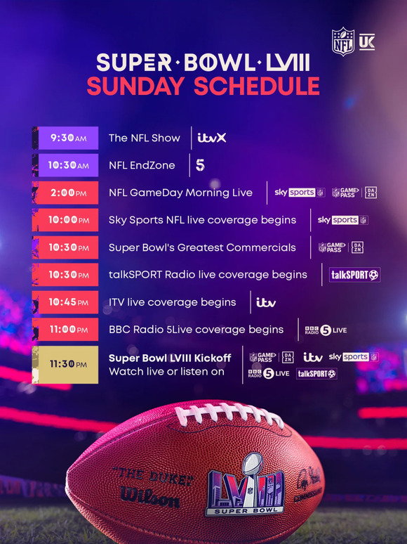 NFL: Super Bowl LVIII: Your Sunday Schedule | Milled