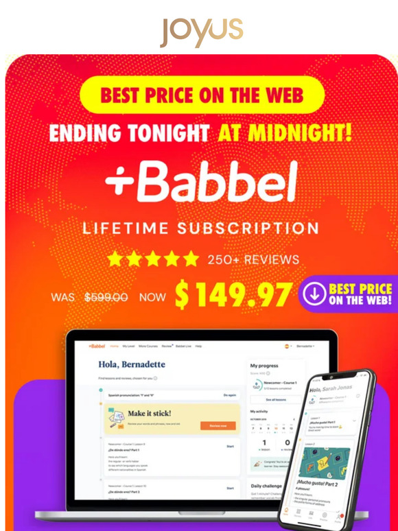 Joyus: 🔔 Hurry — Babbel @ $150 Ends Tonight! | Milled
