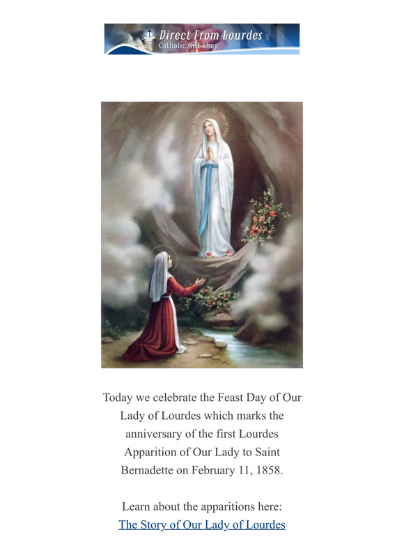 Catholic Gift Shop: Feast of Our Lady of Lourdes 🙏 FREE Lourdes Gifts + 20% OFF | Milled