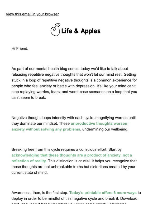 Life & Apples: Break the Cycle of Negative Thoughts (printable inside💌 ...