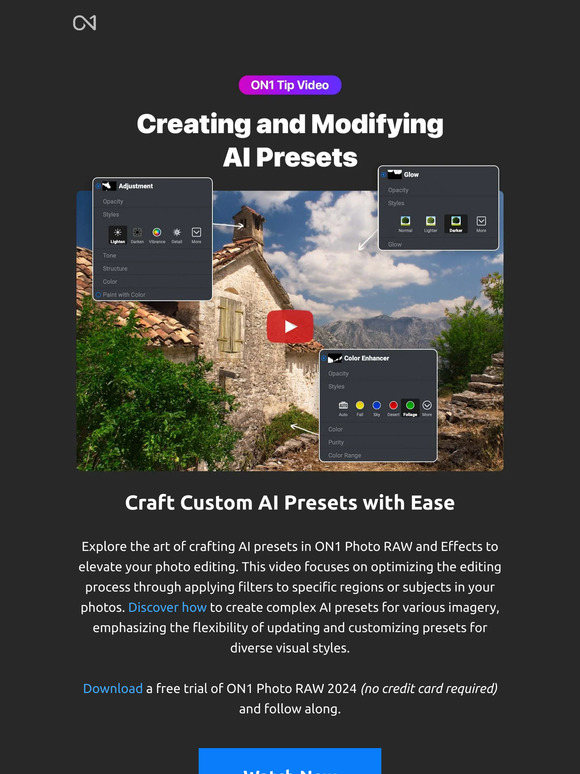 ON1: How to Create and Modify AI Presets | Milled