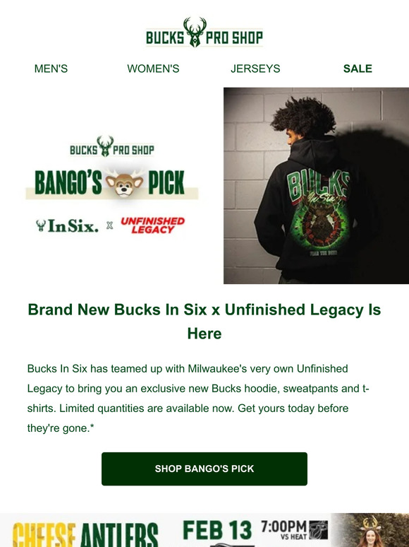 Bucks Pro Shop: Exclusive Drop: Bucks In Six x Unfinished Legacy | Milled
