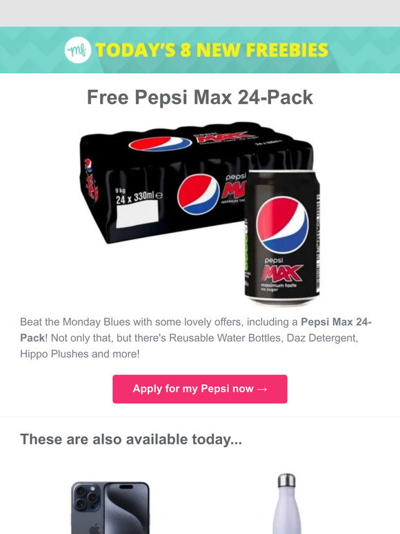 MagicFreebies: Free Pepsi Max 24-Pack | Milled