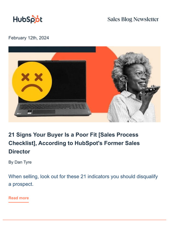 HubSpot: 21 Signs Your Buyer Is a Poor Fit [Sales Process Checklist ...