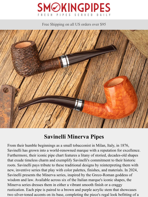 Smokingpipes.com: Savinelli Minerva Pipes | Milled