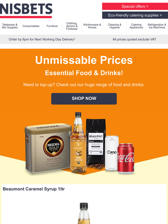 Nisbets: Unmissable Prices on Essential Food & Drinks! | Milled