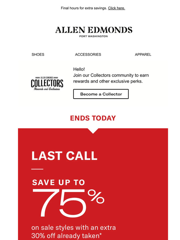 Allen Edmonds Email Newsletters: Shop Sales, Discounts, and Coupon Codes