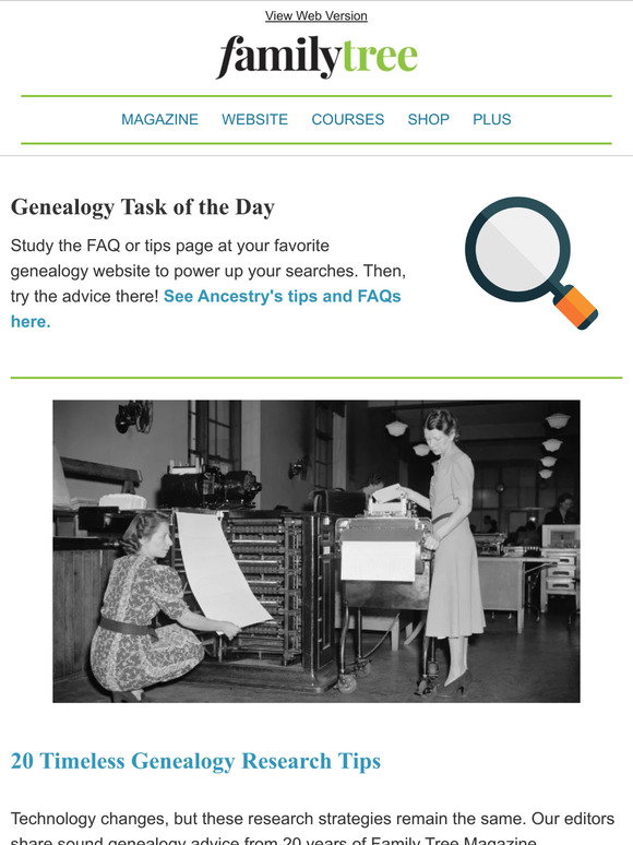 Family Tree Magazine: 20 Timeless Genealogy Research Tips | Milled