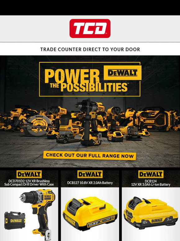 Trade Counter Direct: DeWalt - Power The Possibilities - Shop Now | Milled