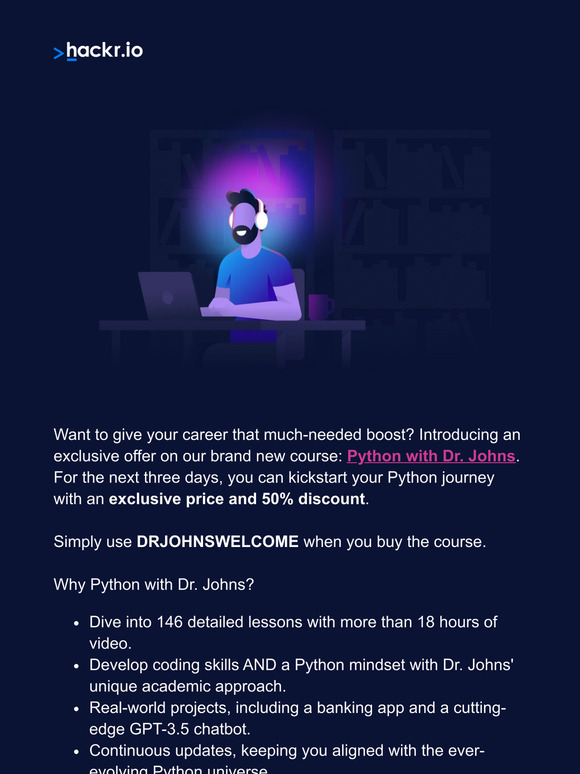 Hackr: Exclusive Offer To Become a Python Pro with Dr. Johns | Milled