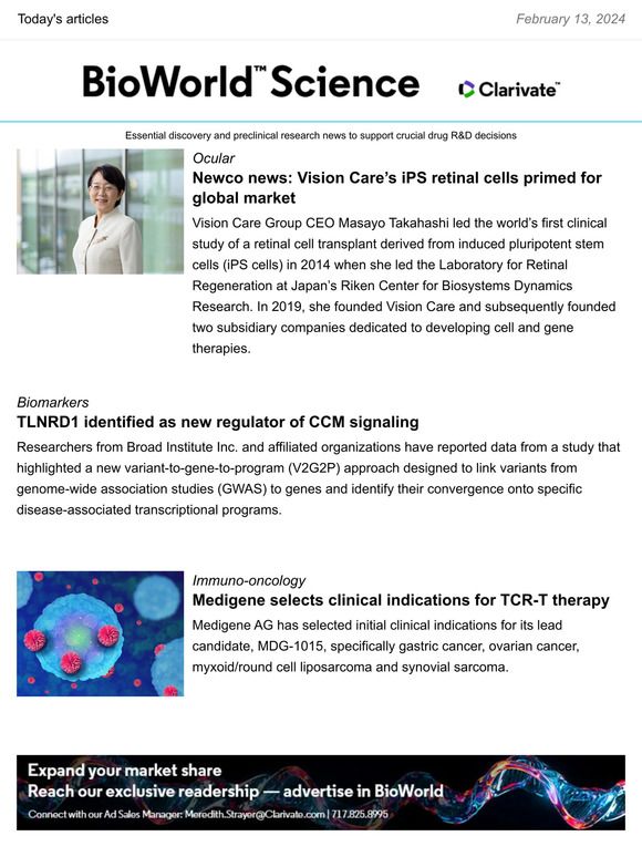 BioWorld: Newco news: Vision Care’s iPS retinal cells primed for global ...