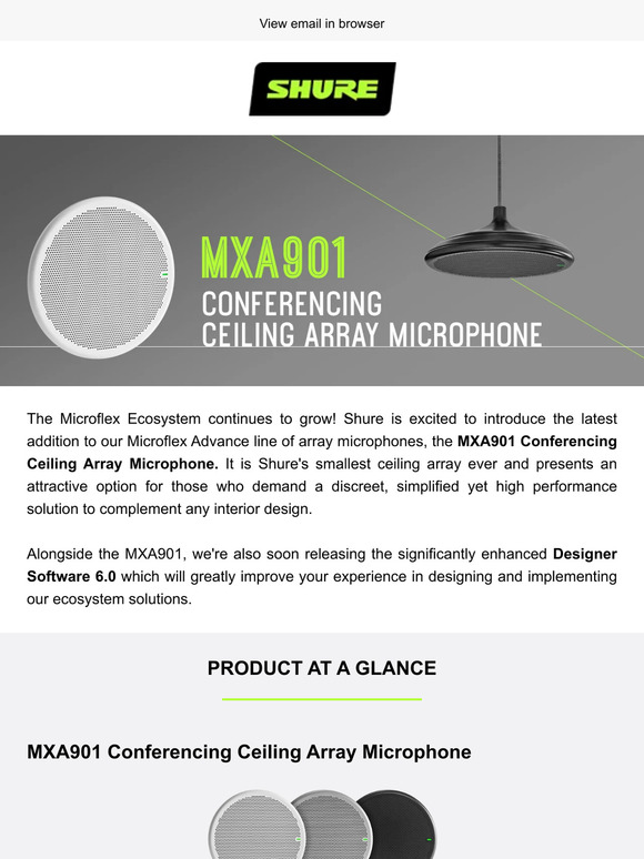 Shure: Introducing MXA901 Conferencing Ceiling Array Microphone | Milled