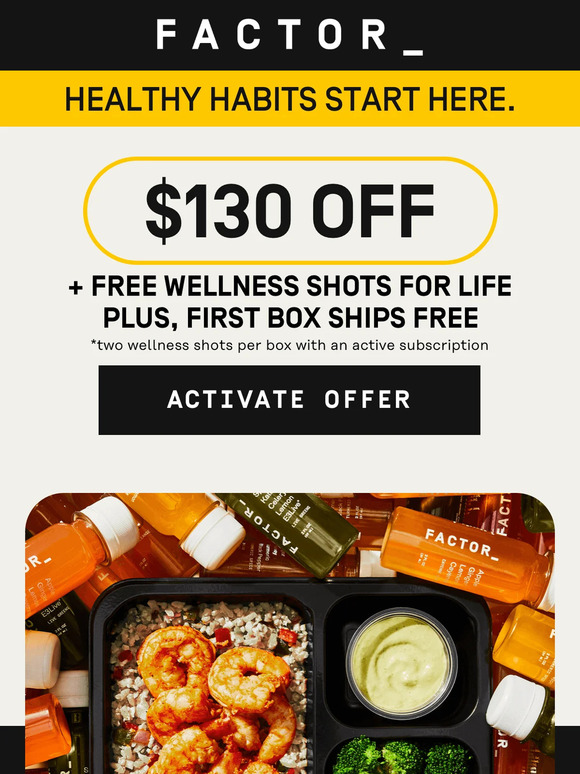 Factor: $130 OFF chef-prepared meals [first box ships free!] | Milled