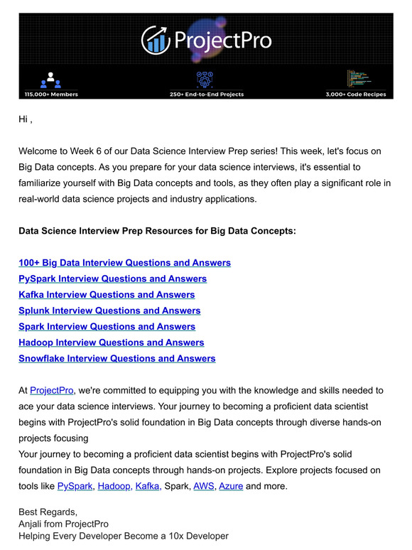 ProjectPro: Week 7 Focus: Mastering Big Data Concepts for Data Science ... ProjectPro: Week 7 Focus: Mastering Big Data Concepts for Data Science ...