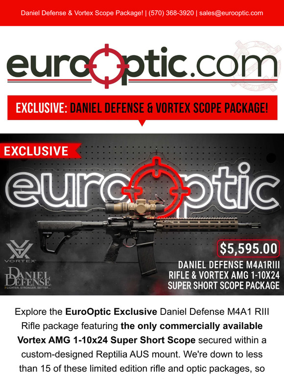 EuroOptic: EXCLUSIVE: Daniel Defense M4A1 RIII & Vortex AMG 1-10x24 ...