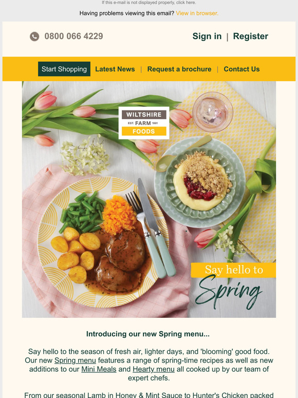 Wiltshire Farm Foods: Our new Spring Menu has arrived! | Milled