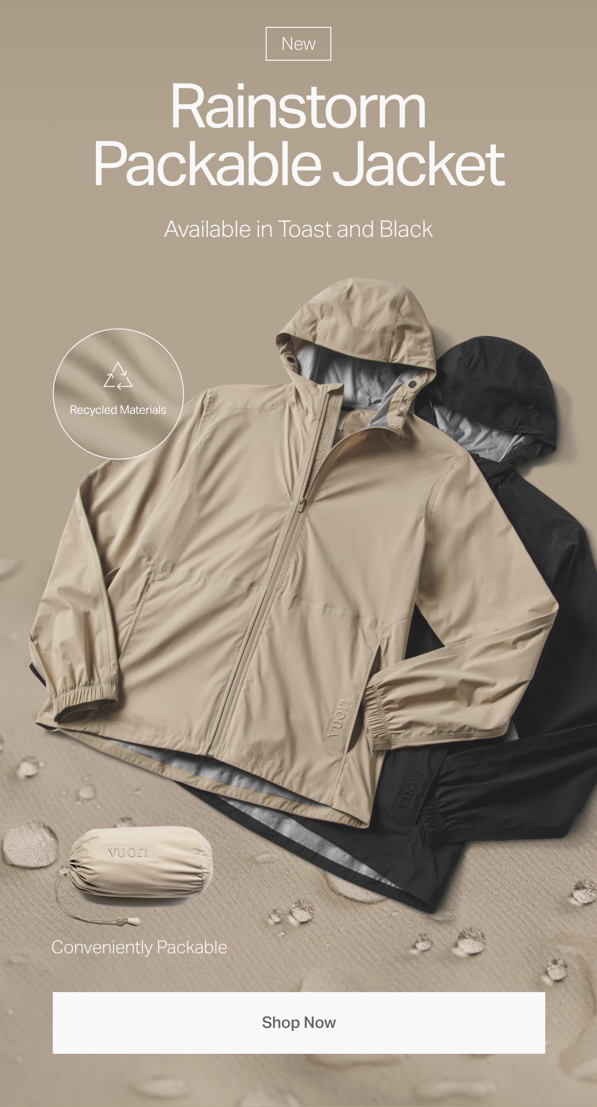 Vuori: Meet the Rainstorm Packable Jacket | Milled