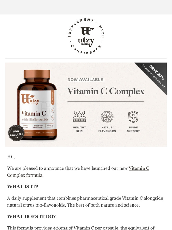 Utzy Naturals: Vitamin C Complex: Now Available! | Milled