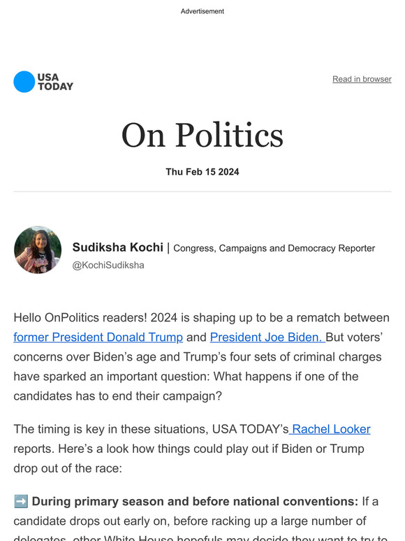 USA TODAY: OnPolitics: What happens if Biden or Trump drop out of the ...