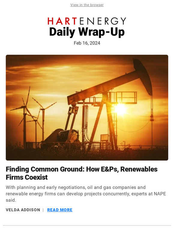 Hart Energy: Daily Wrap-Up: Finding Common Ground: How E&Ps, Renewables ...