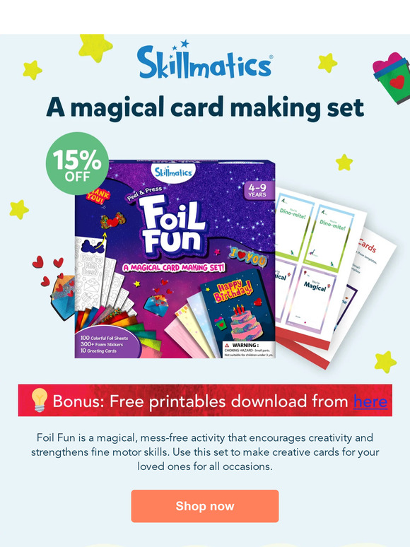 Skillmatics: [FREE PRINTABLES 🎁] DIY Magical Greeting Cards 💫 | Milled