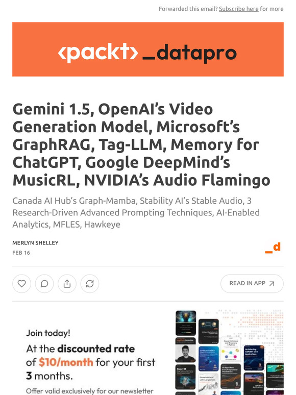 Packt: Gemini 1.5, OpenAI’s Video Generation Model, Microsoft’s GraphRAG, Tag-LLM, Memory for ...