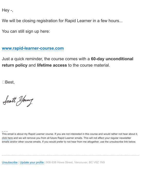 Scott Young: Rapid Learner closes in a few hours... | Milled Scott Young: Rapid Learner closes in a few hours... | Milled