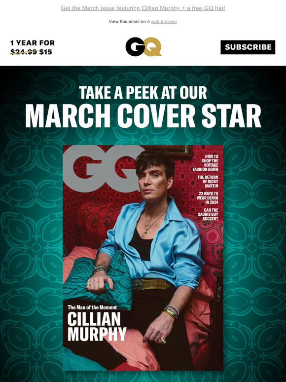 GQ: Secure the March issue featuring Cillian Murphy | Milled