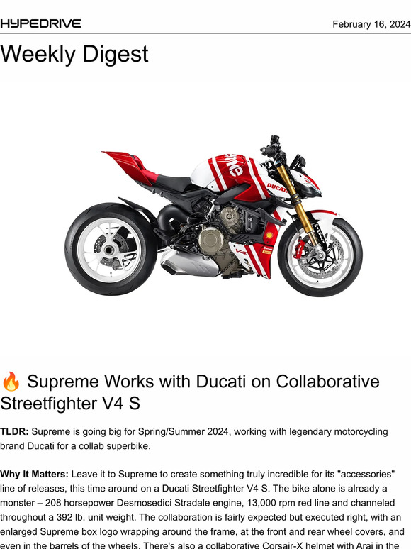 Hypebeast: Your First Look at the Supreme x Ducati Superbike 🏍️ | Milled