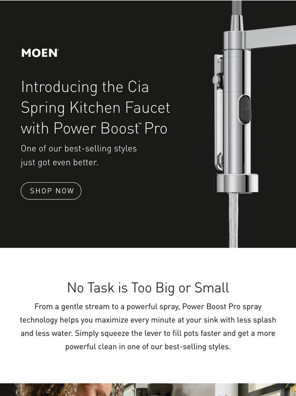 Moen: NEW: Best-selling style, now with more power. | Milled