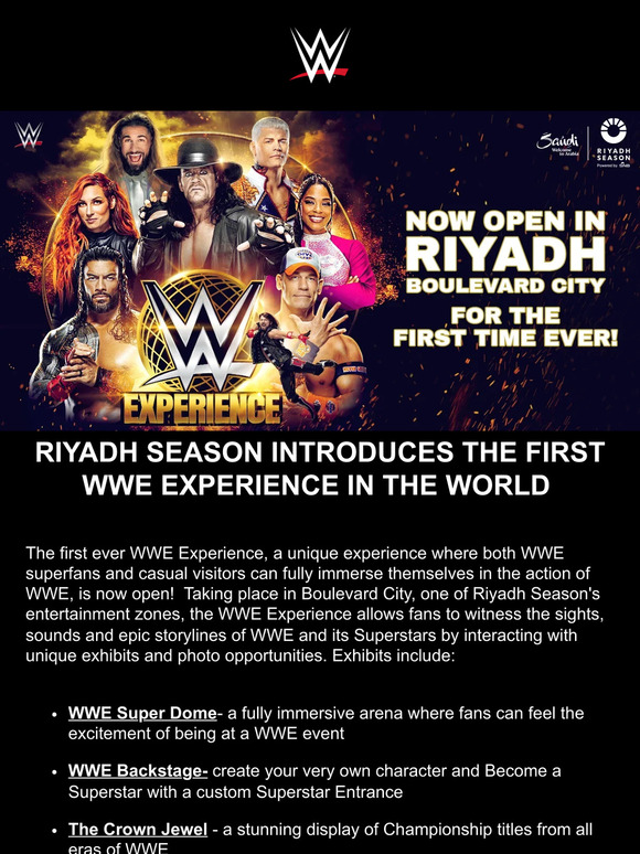 WWE Shop: WWE Experience Opens Today in Riyadh! | Milled