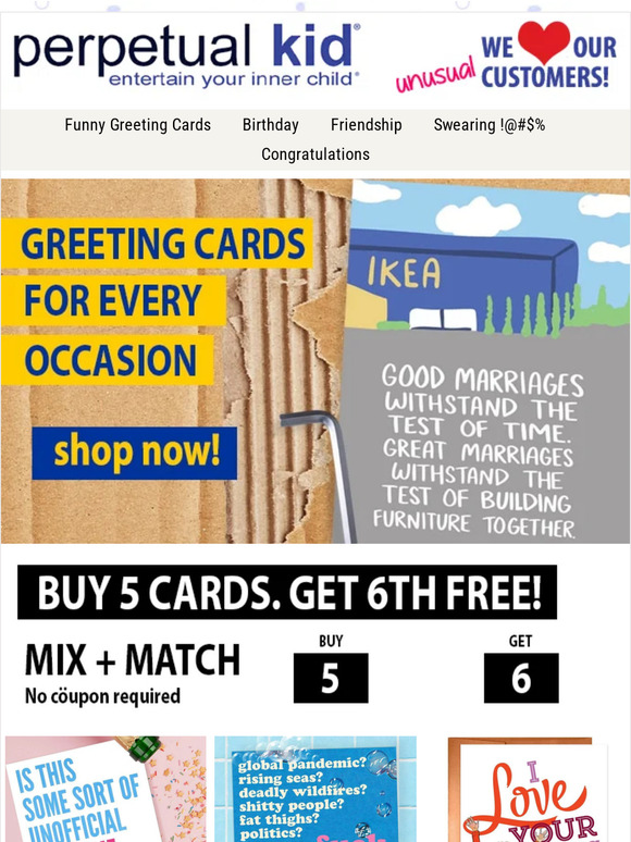 Perpetual Kid: Our Funniest Greeting Cards 📬 (paper memes you can mail ...