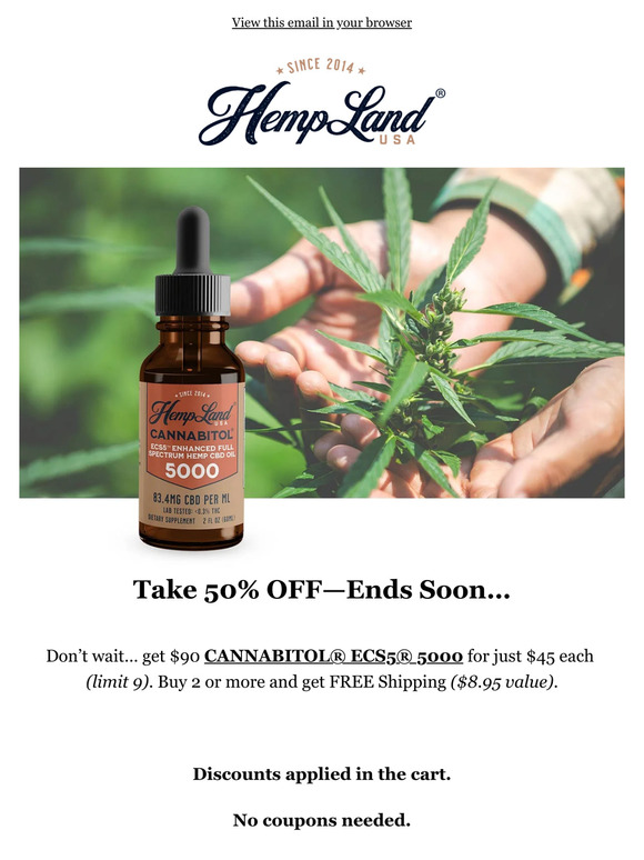 HempLand: 50% Off CANNABITOL® ECS5® 5000—Ends Soon | Milled