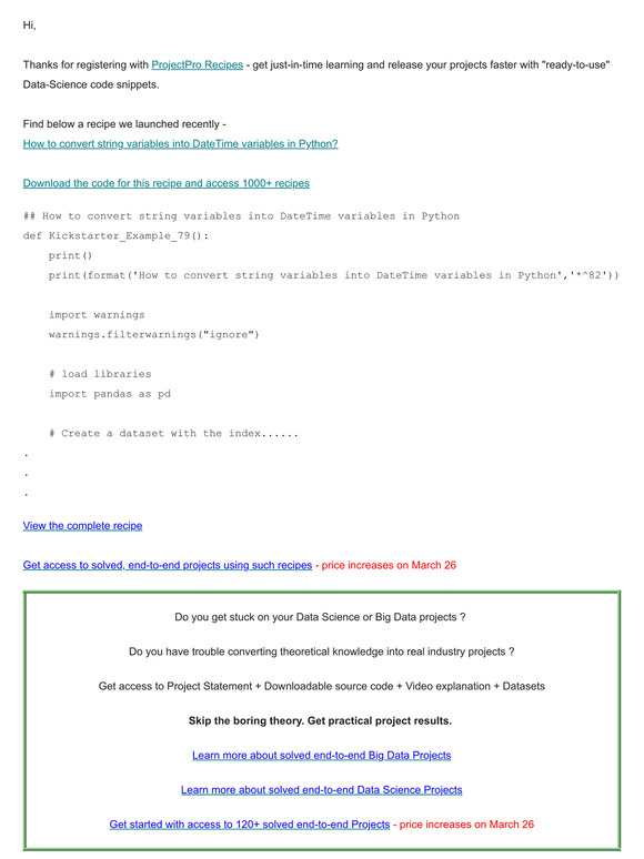 Projectpro 🌟machine Learning Code Example 20 How To Convert String Variables Into Datetime